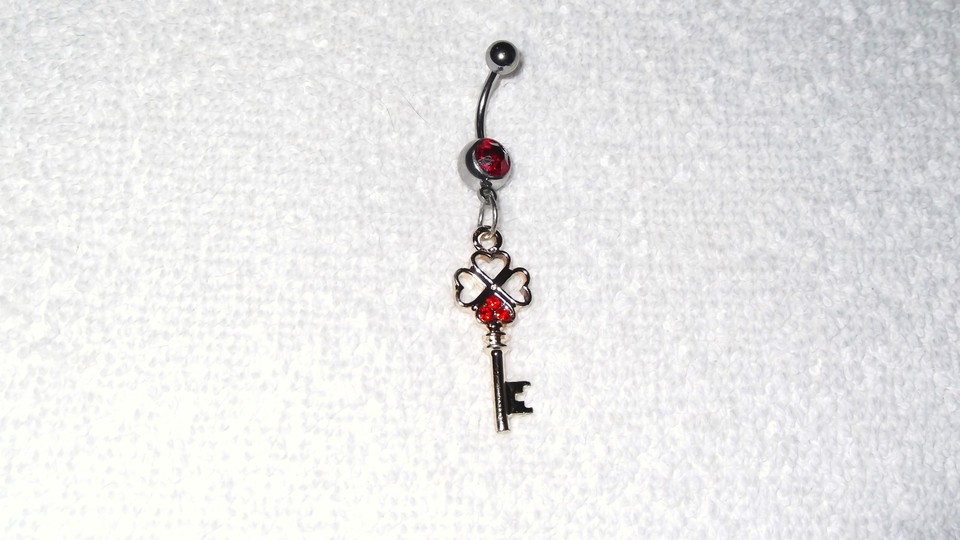 Red Crystal Key Charm Belly Button Navel Ring Body Jewelry Sexy | eBay