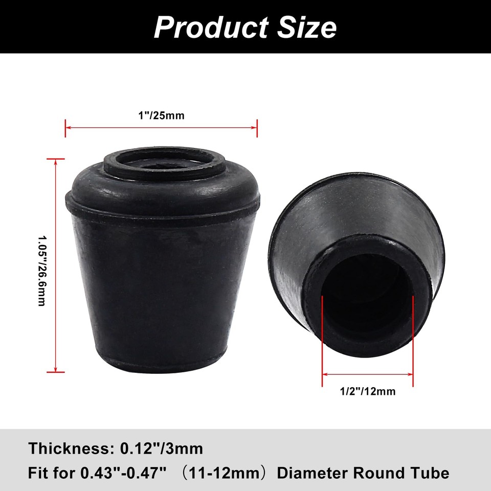 Suiwotin 16pcs 1/2 Inch Round Chair Leg Tips Caps, Non-Slip Rubber ...