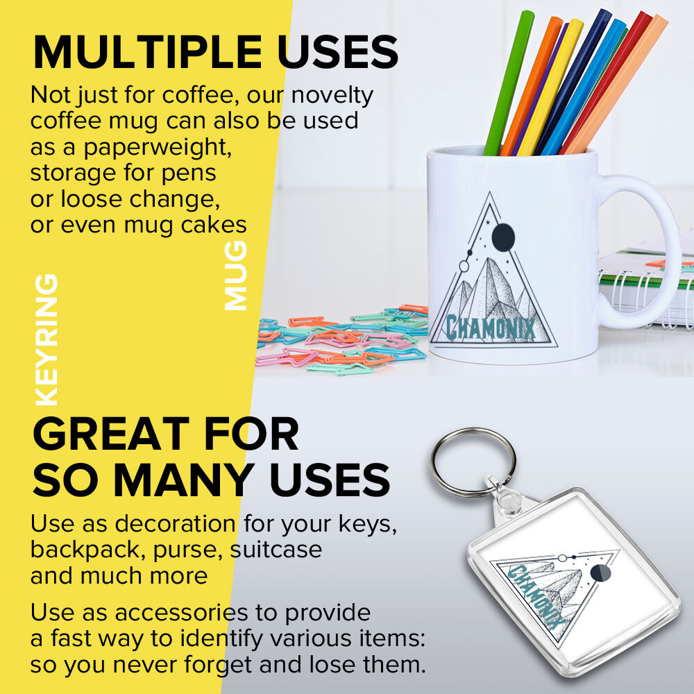 1 Mug & 1 Rectangle Keyring Chamonix Mountains Stars Triangle #61024 | eBay