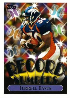TERRELL DAVIS 1999 Topps Record Numbers Insert Card RN2 Denver Broncos ...