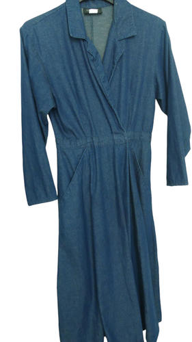 Denim Side Button Wrap Dress Women's Size 12 Vintage Cotton James River ...