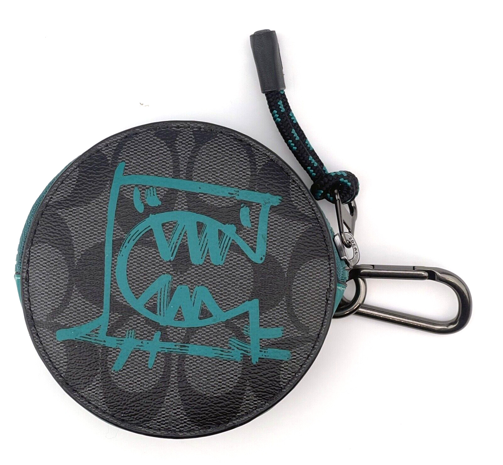 Rare Coach Round Hybrid Pouch Signature Canvas w/ Rex… - Gem