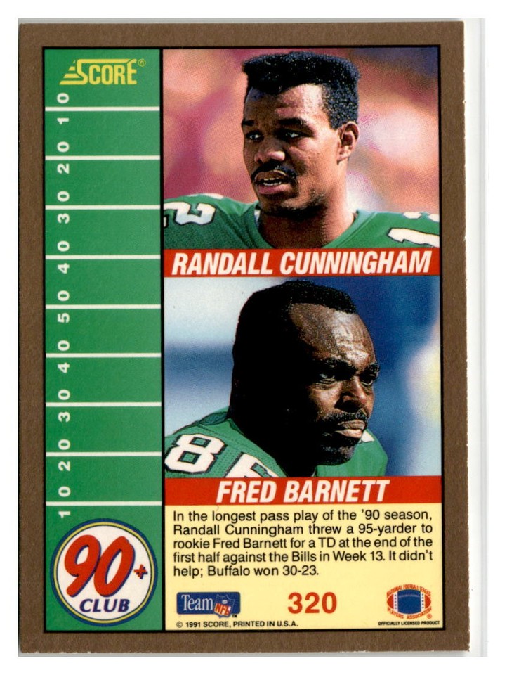 1991 Score #320 Randall Cunningham / Fred Barnett 90PC | eBay