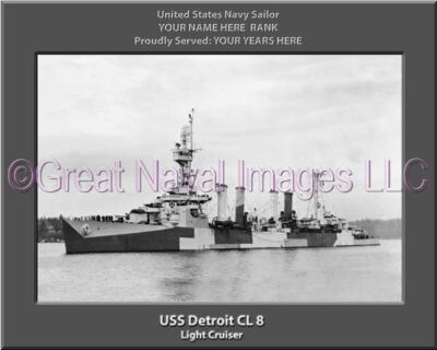 USS Detroit CL 8 Personalized Canvas Ship Photo 2 Print Navy Veteran ...