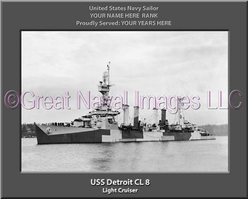 USS Detroit CL 8 Personalized Canvas Ship Photo 2 Print Navy Veteran ...