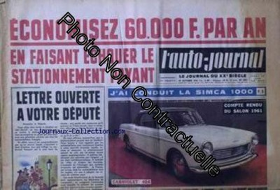AUTO JOURNAL (L') [No 283] du 19/10/1961 - ECONOMISEZ 60.000 F. PAR AN ...