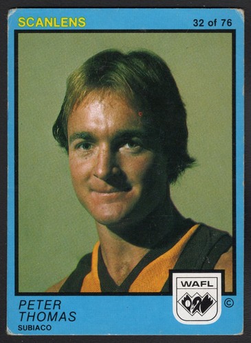 1982 AFL RARE WAFL SCANLENS FOOTBALL CARD - 32 Peter THOMAS (SUBIACO ...