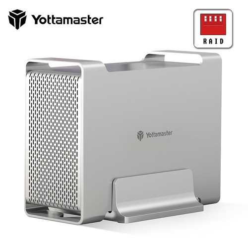 Yottamaster 2 Bay RAID USB C Hard Drive Enclosure External For 3.5 ...