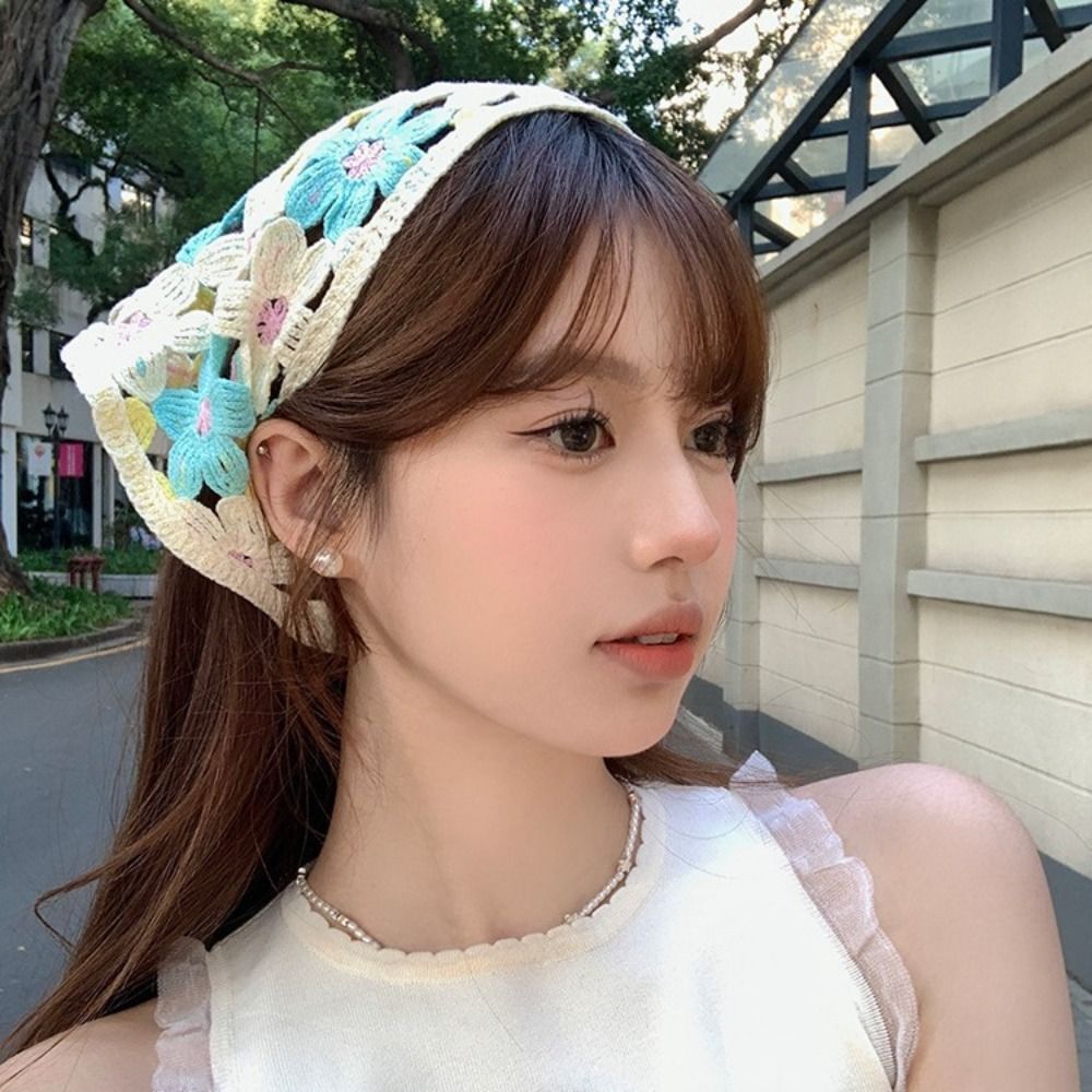 Little Daisy Crochet Triangle Headscarf French Retro Hair Band Women ...
