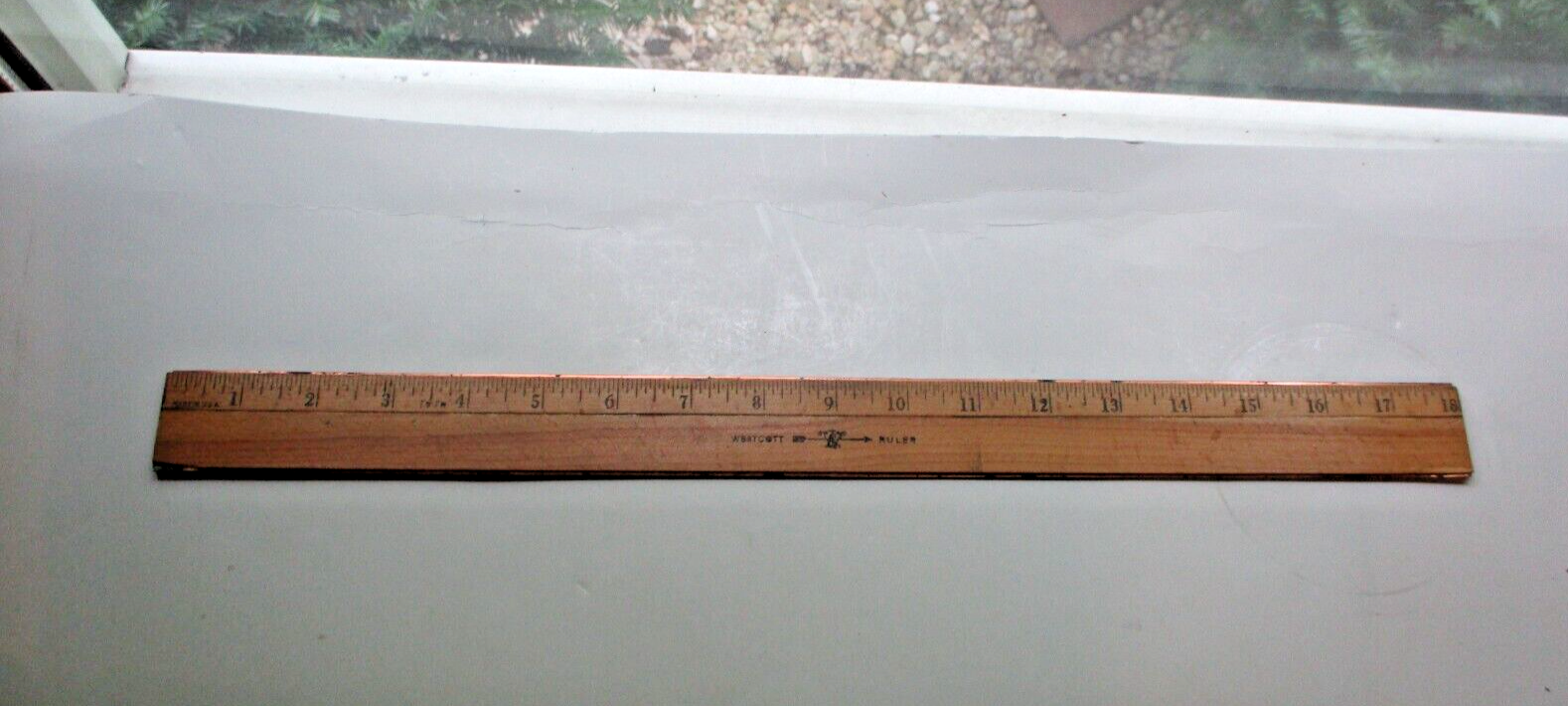 Vintage WESTCOTT Wood Ruler 18" DOUBLE SIDED with Metal Edge Made in ...