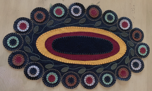 Vintage Primitive Wool Felt Layered Pennies Penny Rug Table Runner 30 ...