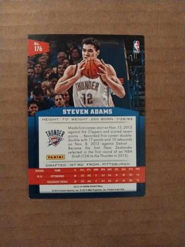 2013-14 Panini Basketball Steven Adams RC #176 Oklahoma City Thunder ...