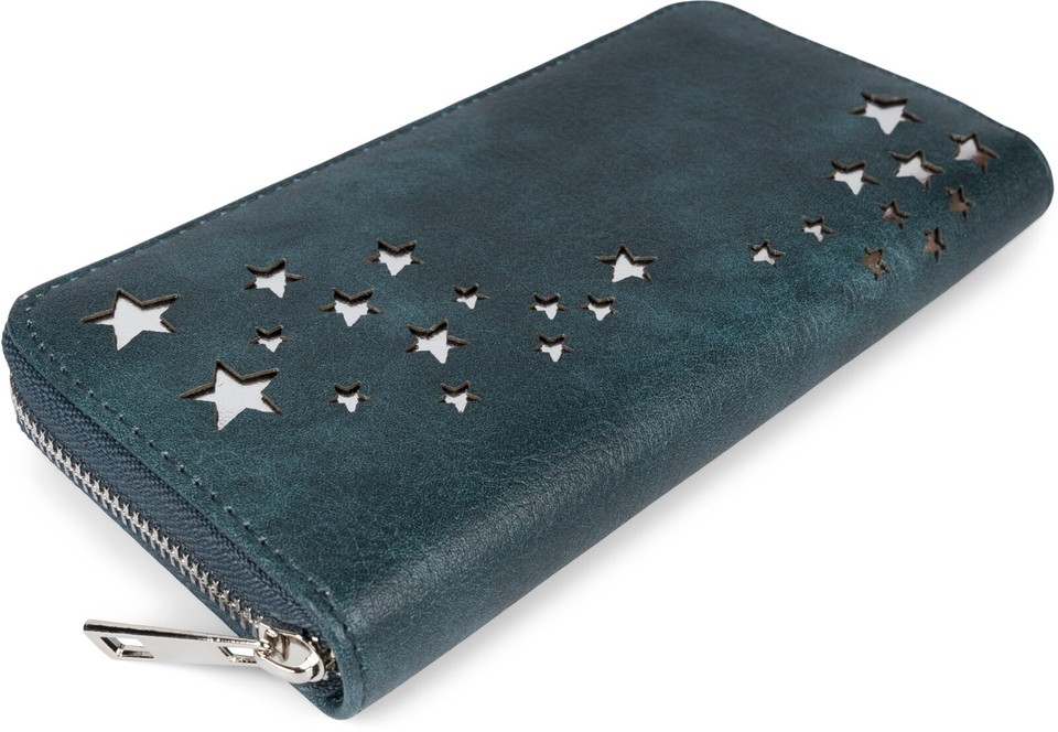 Damen Portemonnaie Metallic Stern Cut-Outs, Reißverschluss, Geldbörse ...