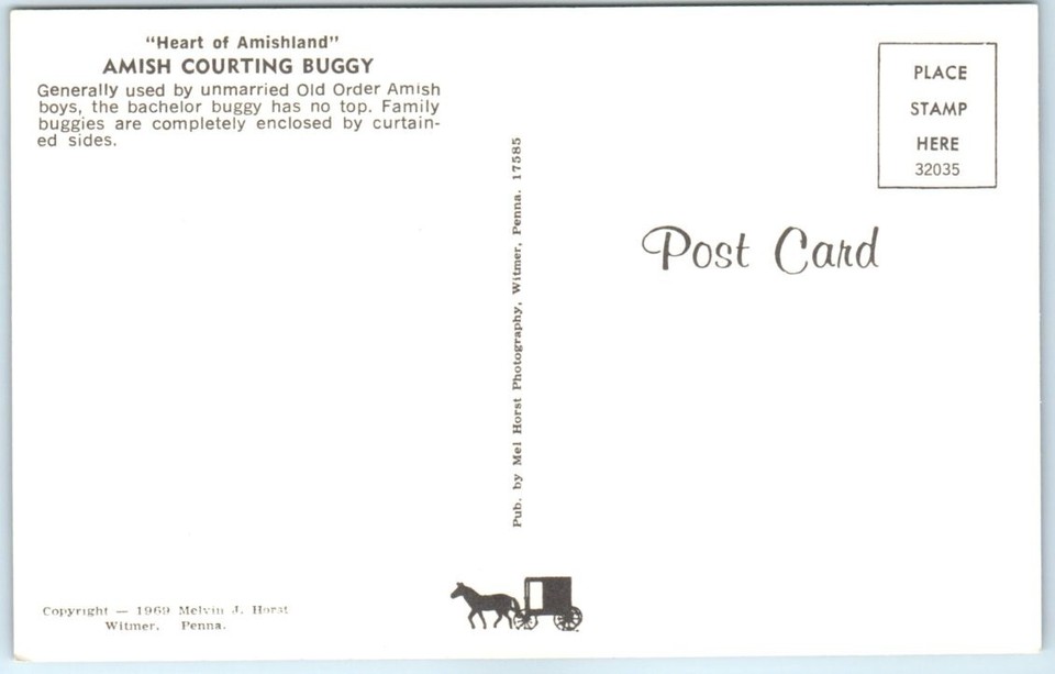 Postcard - Amish Courting Buggy, "Heart of Amishland" - Pennsylvania | eBay