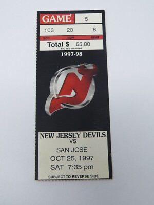 October 25, 1997 New Jersey Devils Vs. San Jose Sharks NHL Hockey ...