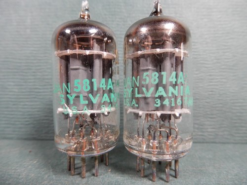 Sylvania Gray Plate JAN 5814A Vacuum Tubes (2) Strong! 1970's 104/100 ...