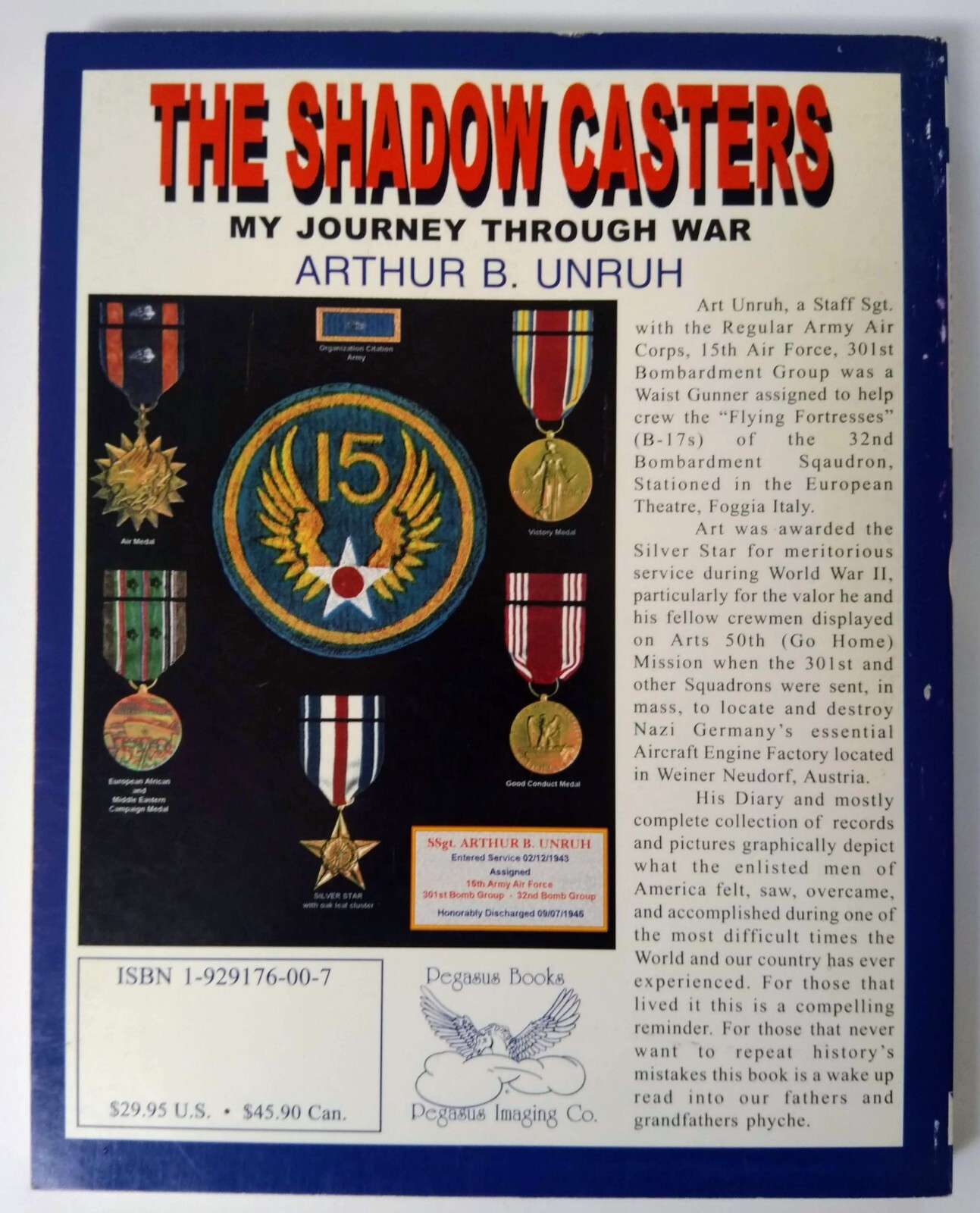 The Shadow Casters: My Journey Through the War by Arthur B. Unruh, 1999, Signed | eBay