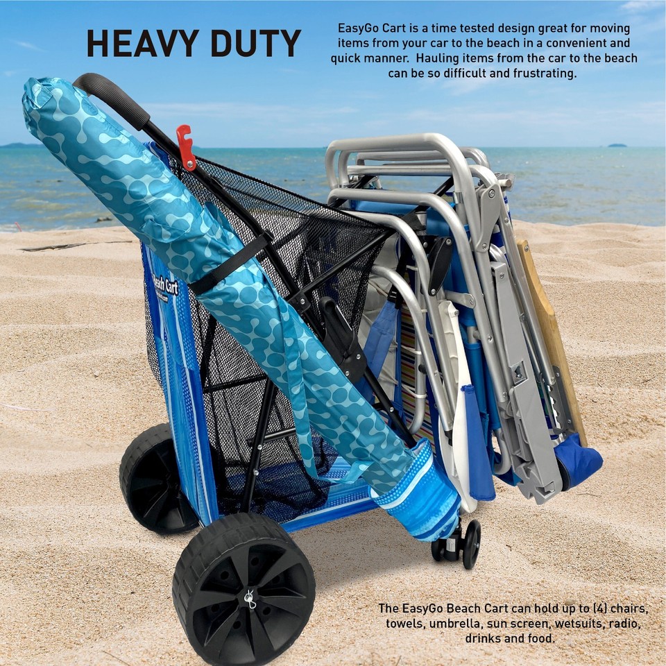 Beach Cart Deluxe – Heavy Duty Folding Cart Beach Wagon Design ...