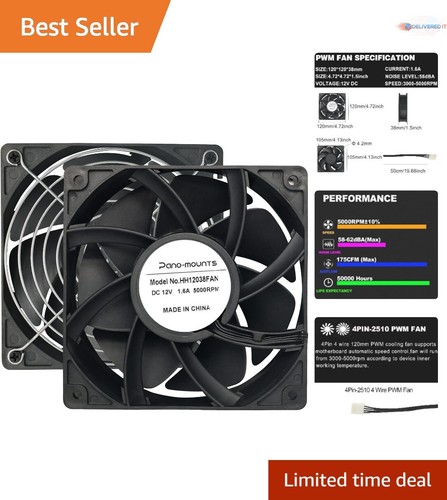 2-Pack 120mm Plastic Exhaust Fan 175CFM High Speed for Mining Rig ...