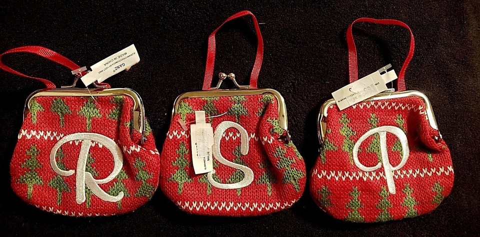 Ganz Christmas Coin Purse Ornament w/Monogram Initial - choose your ...