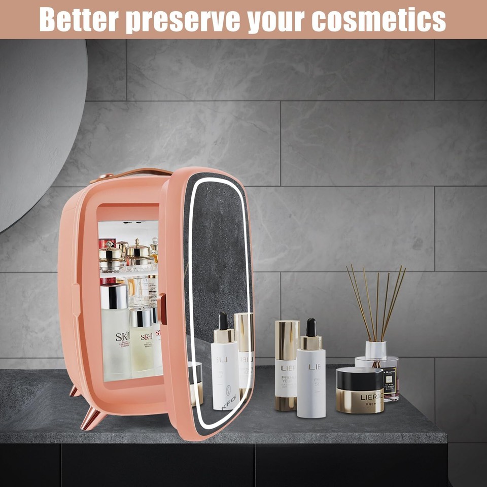KFO Pink Mini Beauty Refrigerator Skincare Fridge 6 Liter /8 Can Makeup ...