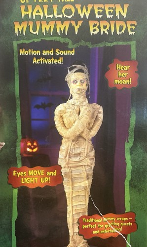 SEE VIDEO 6ft Animatronic HALLOWEEN MUMMY BRIDE Prop Life Size GEMMY ...