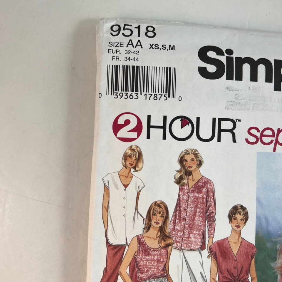 Simplicity 9518 Pull On Pants Shorts Pullover Top Size AA XS S M 2 Hour ...