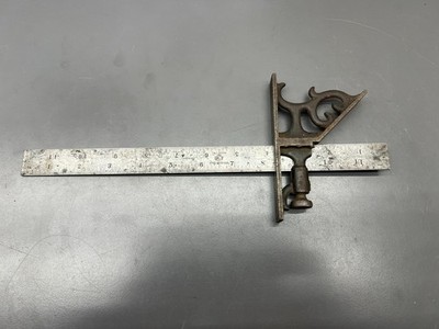 RARE STARRETT HARDENED COMBINATION SQUARE W CHAPLINS PATENT HEAD - READ ...