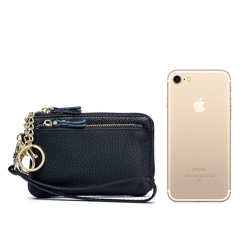 Womens Leather Small Wallet Zipper Wallet ID Credit Card Pocket ...