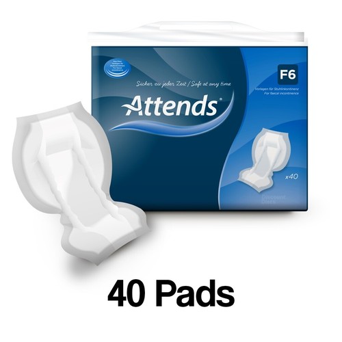Attends F6 Incontinence Pads - Pack Of 40 Personal Care Faecal Pads ...