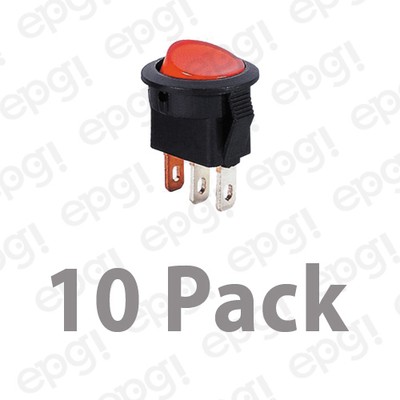 SPST (ON/OFF) ILLUMINATED MINI ROCKER SWITCH RED 3AMPS - 120VAC # 66 ...