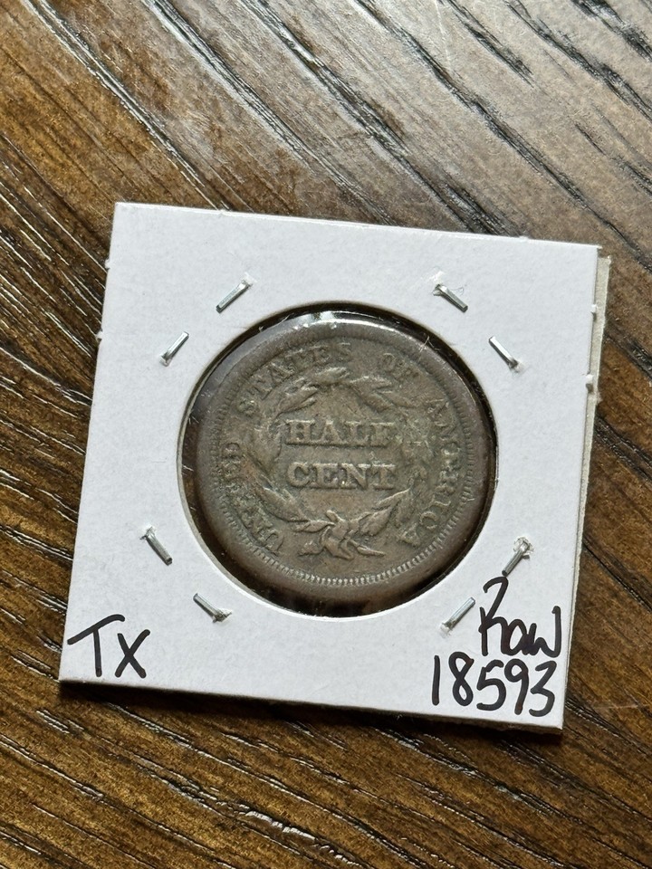 1851 Braided Hair Half Cent Nice FN Fine U.S. 1/2c Type Coin (Raw18593 ...