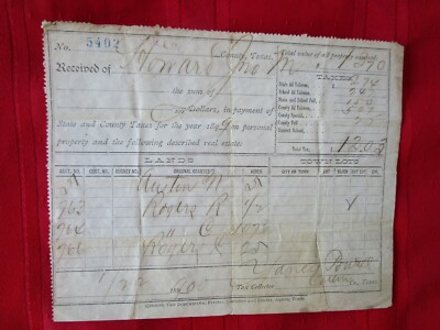 COLLIN, TX. - Tax Bill - 1899 | eBay