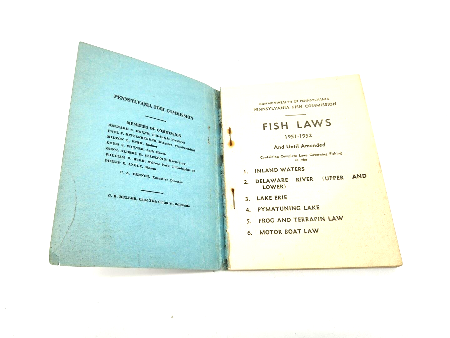 VINTAGE 1952 PENNSYLVANIA FISH LAWS Softcover Book Fishing Outdoor ...
