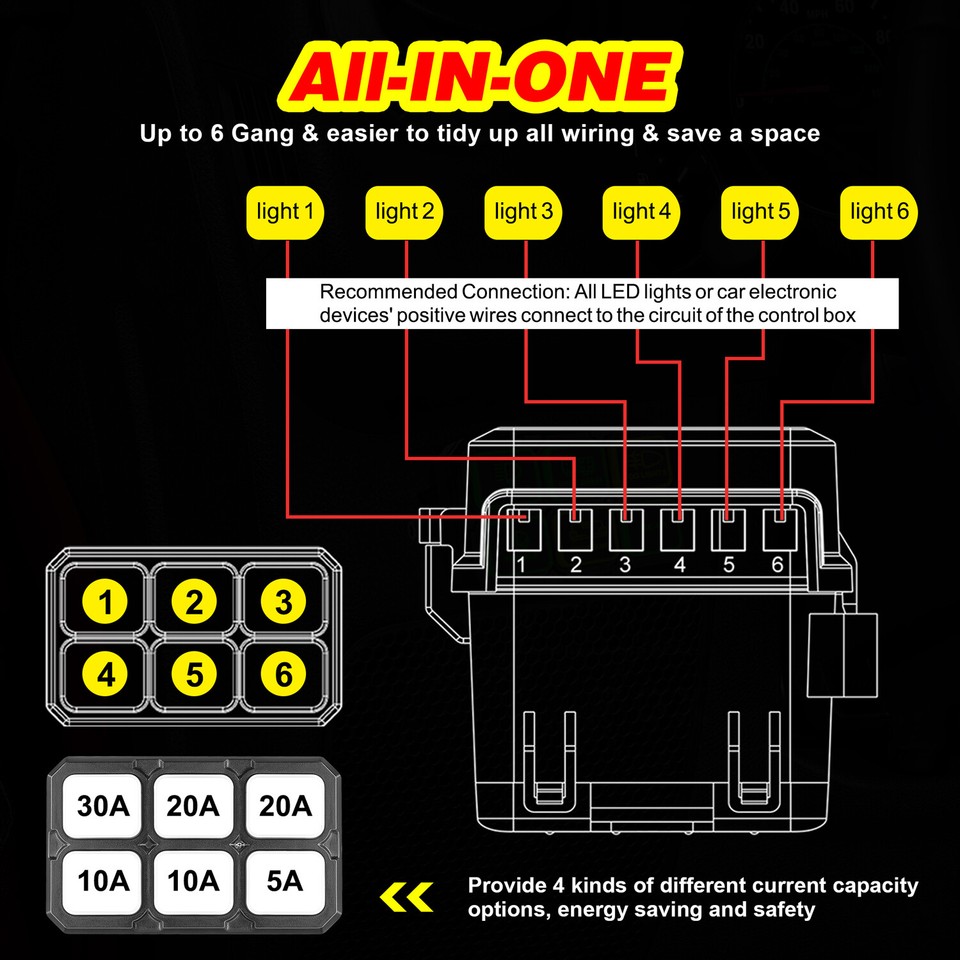 For Can-Am Maverick X3 6 Gang Switch Panel LED Light Bar Relay Comtrol ...