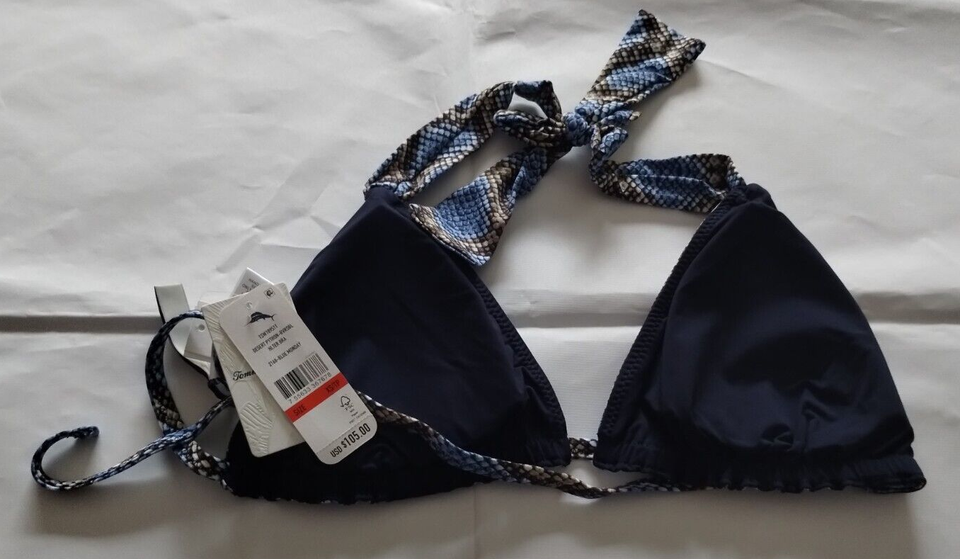 Tommy Bahama Blue Monday Desert Python Reversible Halter Bra Size XS/TP ...