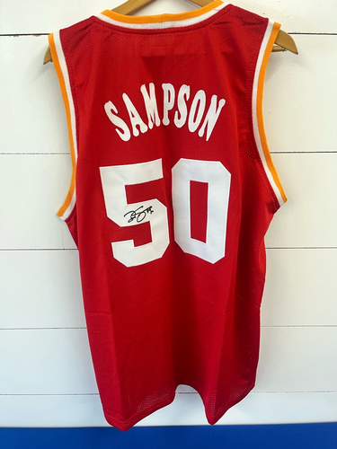 RALPH SAMPSON Signed Jersey Inscribed HOF 12 Houston Rockets Tristar ...