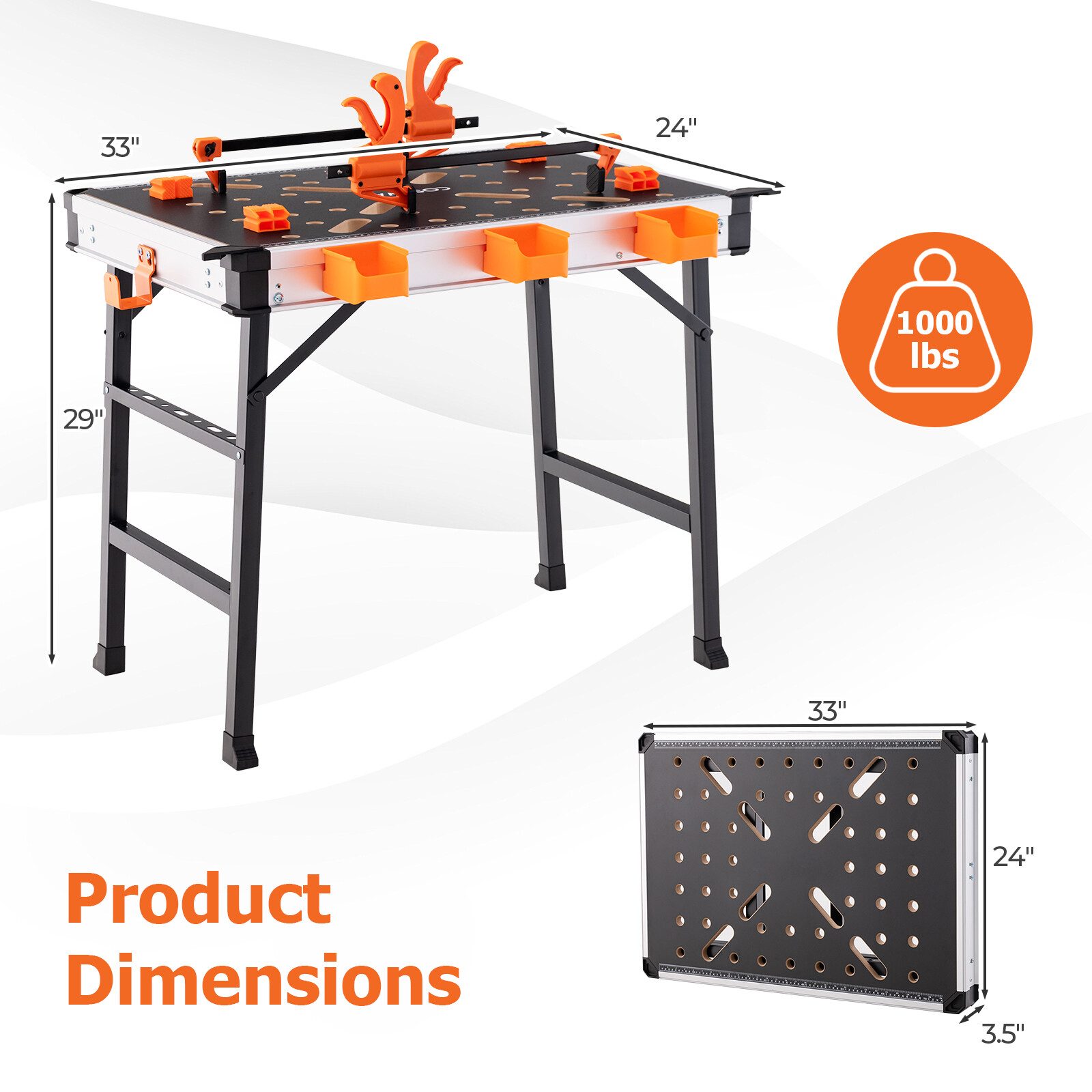 33" Portable Workmate Bench Workbench with 3 Tool Boxes, Portable ...