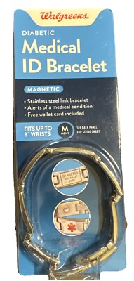 Walgreens Diabetic Magnetic Medical ID Bracelet Stainless Steel Men's ...