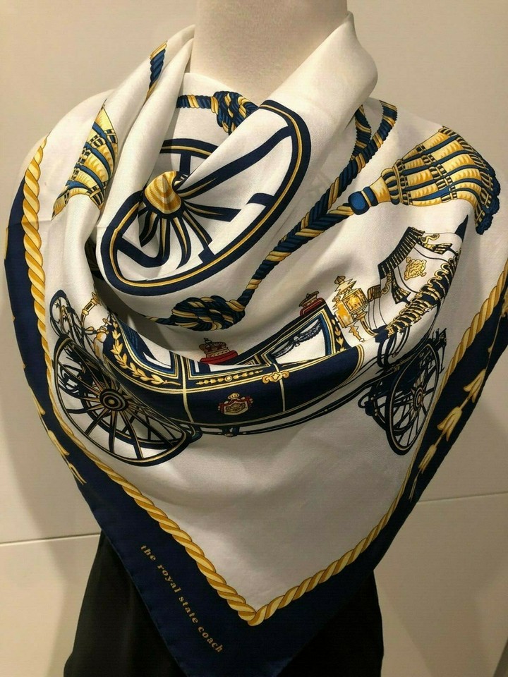 Vintage Royal Palaces Sweden Silk Scarf 77cmx77cm Handroll Hems ...