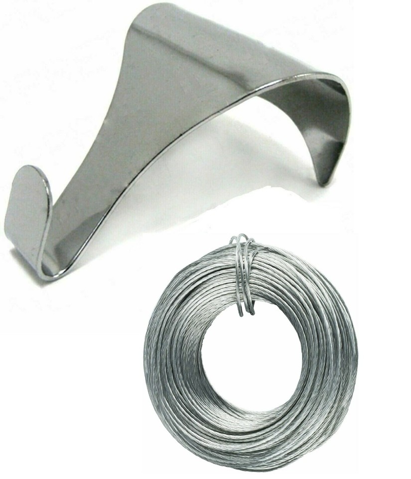 10x Picture Rail Hooks + 3m Wire 🖼️ Chrome Antique Dado Moulding ...