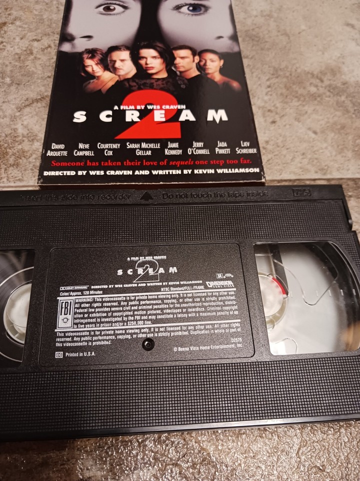 1999 Vintage Scream 2 Horror Movie VHS Tape EUC Wes Craven Courtney Cox ...