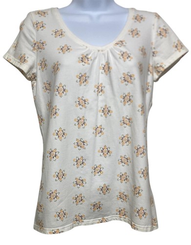 Route 66 Baby Tee Shirt Womens Medium White Floral Medallion V Neck Y2K ...