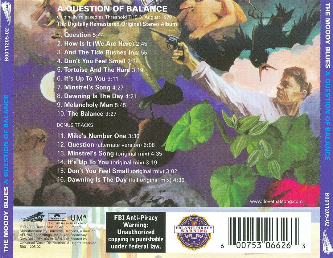 THE MOODY BLUES - QUESTION OF BALANCE [BONUS TRACKS] NEW CD ...