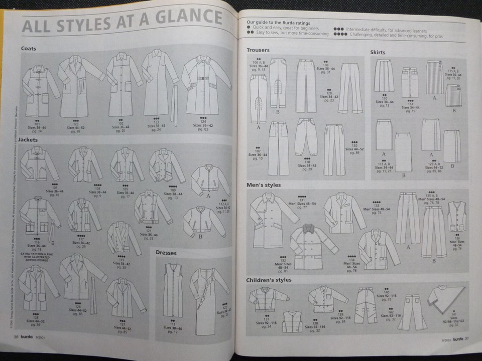 Burda Magazine Jan 2001 English with uncut patterns all styles at a ...