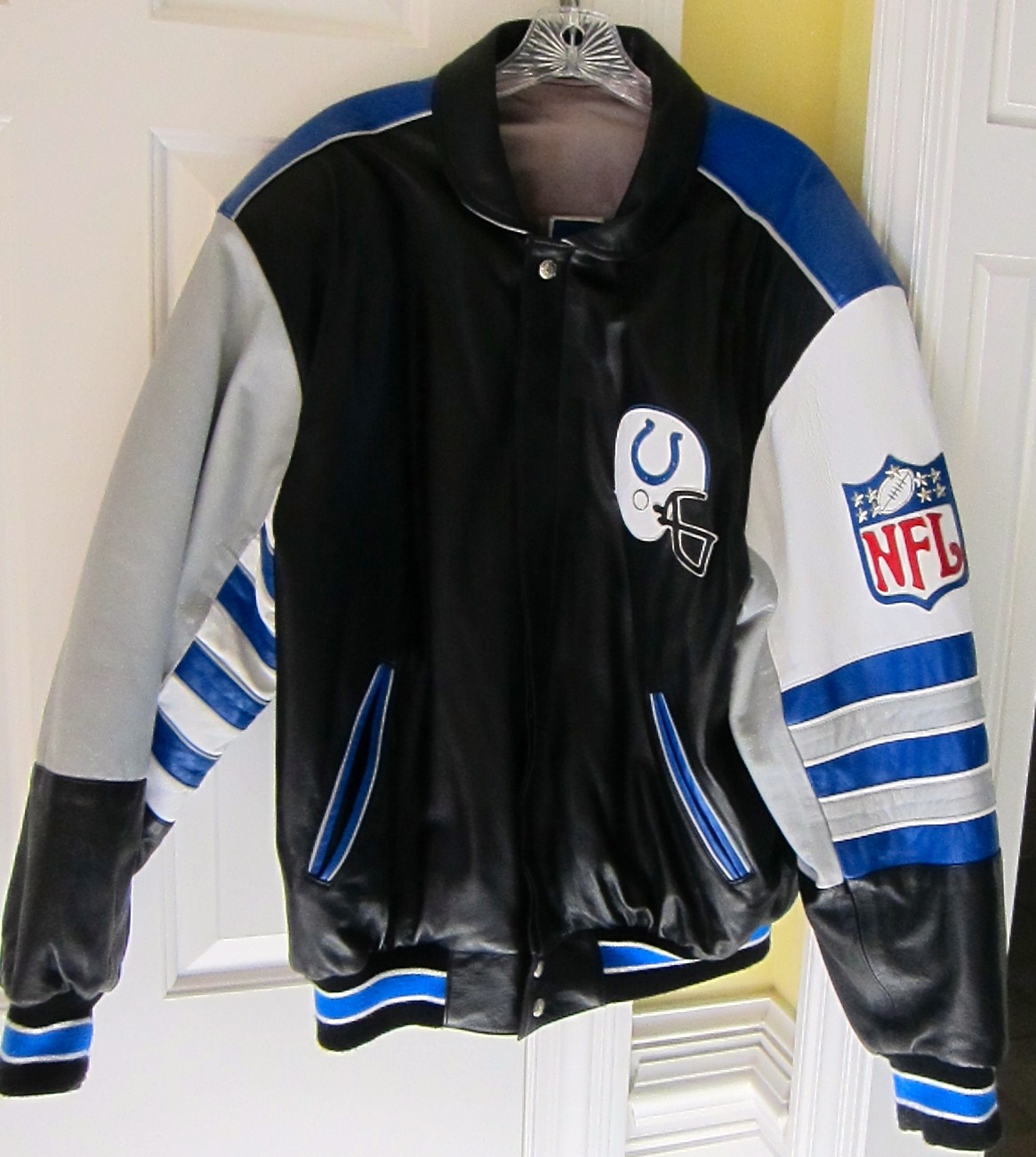 NFL Genuine Custom Made Leather Reversible Jacket Indianapolis Colts ...