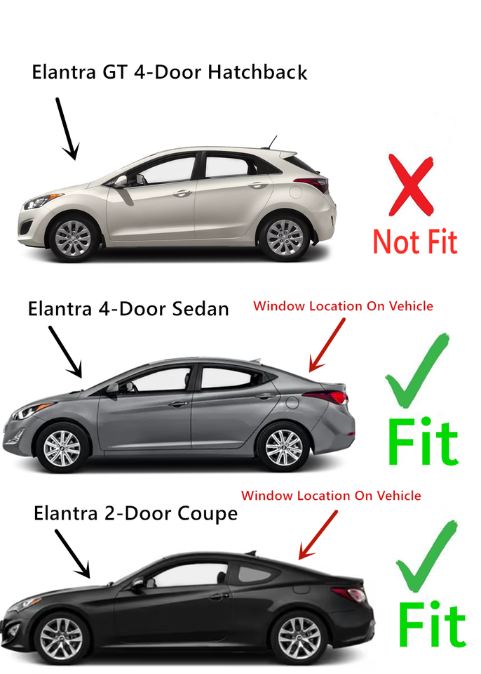 Fit 2011-2016 Hyundai Elantra Sedan & Coupe Rear Back Window Glass ...