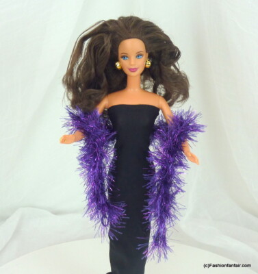 Handmade 4 Barbie Boa Wrap Shawl clothes accessory Purple Dazzle Fringe ...