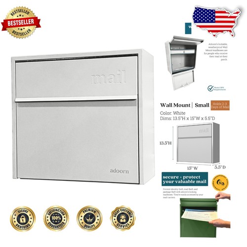 Lockable Weatherproof Wall Mount Mailbox - Modern Anti-Theft Design 13. ...