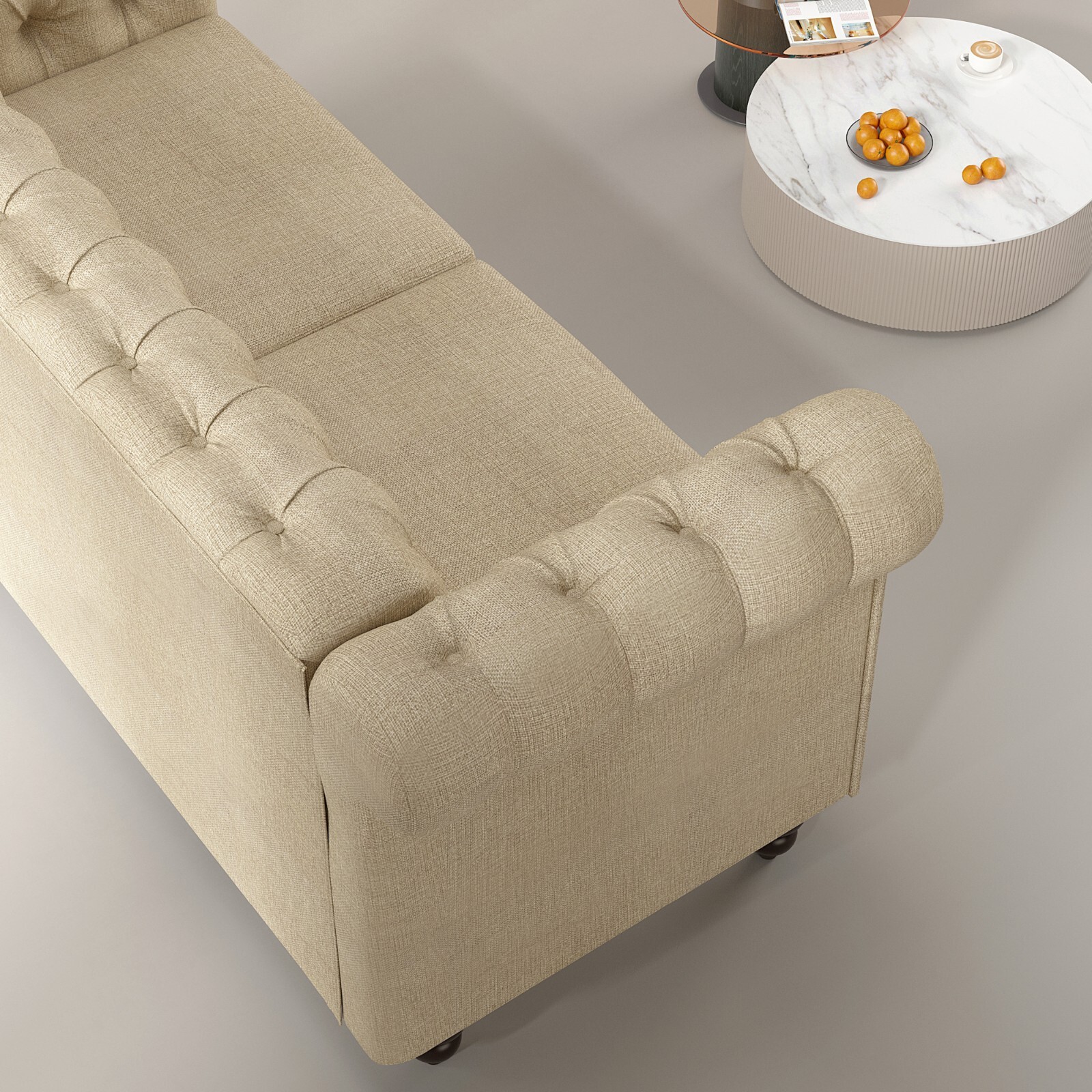 Large 2 seater Chesterfield Style Button Sofa Couch Linen Fabric Settee Victoria | eBay UK